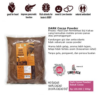 Jual Timurasa Dark Cocoa Powder (Bubuk Dark Cocoa) 500gr Kemasan Refil ...