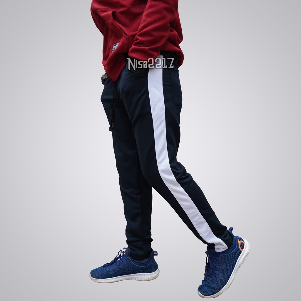 CELANA TRAINING PRIA AD 918 HITAM LIST MERAH - OLAHRAGA COWOK GYM ...