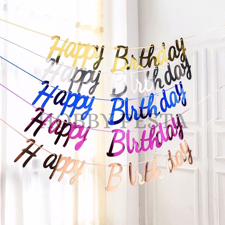 Jual BANNER HAPPY BIRTHDAY LATIN METALIK / BANNER HBD SAMBUNG / BUNTING ...