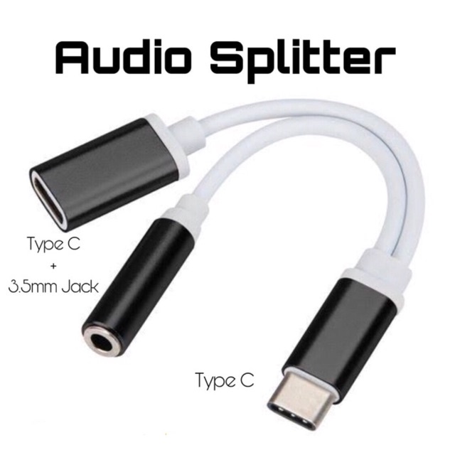 Jual KABEL SPLITTER AUDIO TYPE C 2 IN 1 JACK 3.5MM 2 IN 1- Gadget Medan ...