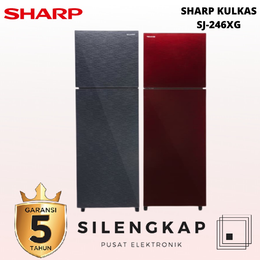 Jual Kulkas 2 Pintu Sharp SJ 246 XG Glass Door Shine No Frost | Shopee Indonesia
