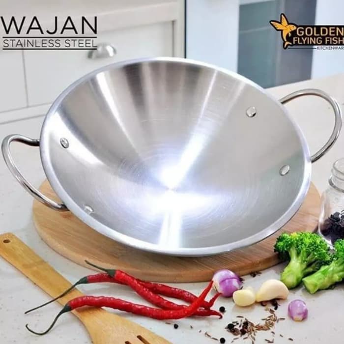 Jual Wajan Stainless Steel Golden Flying Fish 32 cm | Shopee Indonesia