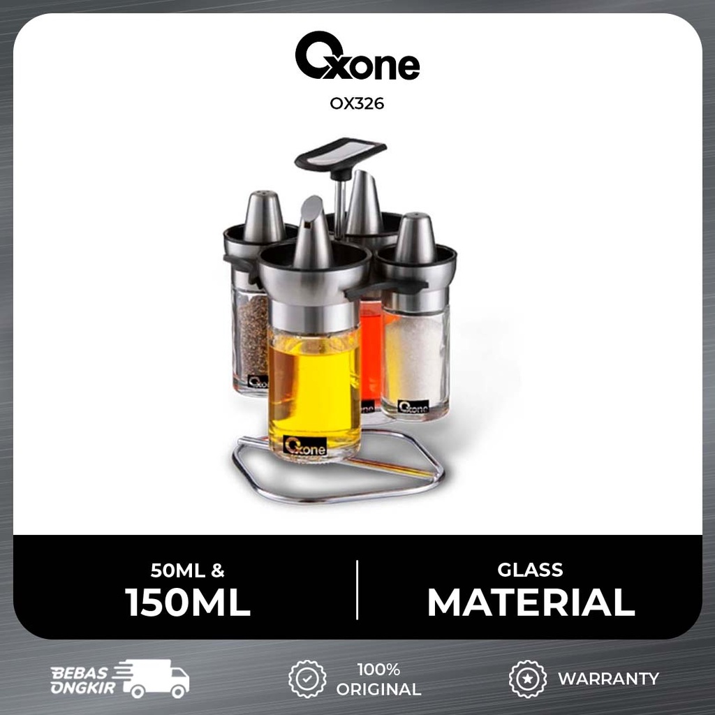 Jual Oxone OX326 Tempat Minyak Tempat Bumbu Glass Stainless 4Pcs ...