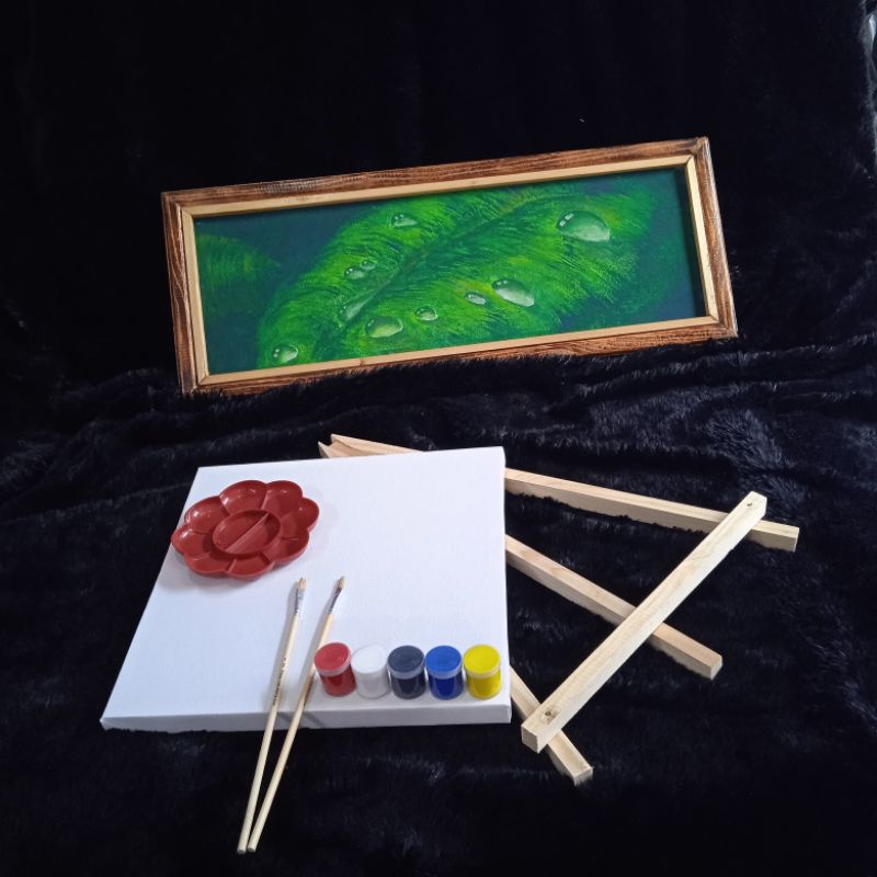 Jual termurah paket lukis kanvas gambar canvas mewarnai palet kuas cat ...