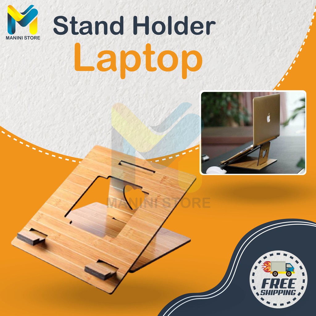 Jual Alas Laptop Kayu Stand Laptop Kayu Dudukan Laptop Kayu [Coklat ...
