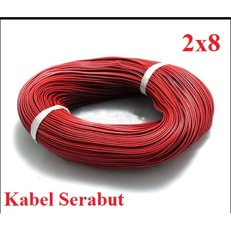 Jual Kabel Serabut Listrik Merah Hitam Tembaga Asli isi 2 jalur 2x8 2 x ...