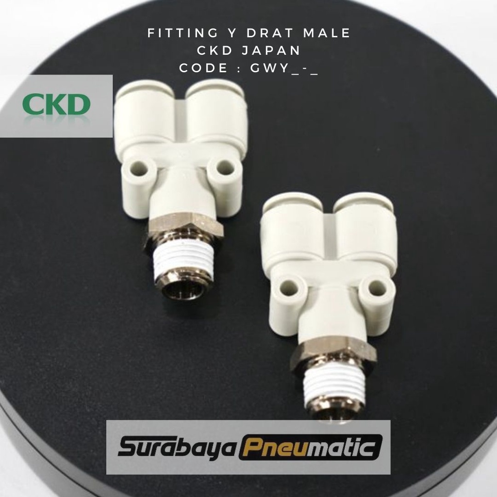 Jual CKD - Fitting Y Drat Male - GWY8-8 (OD8mm, Drat 1/4) - Japan ...