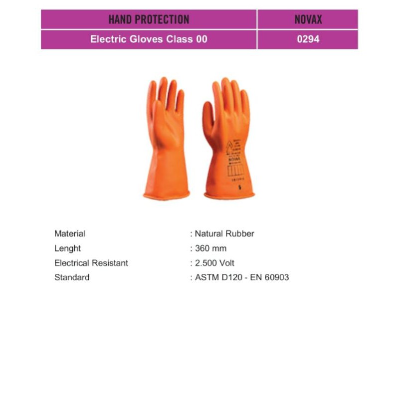Jual NOVAX electrical glove class 00- 2500V/sarung tangan listrik novax ...