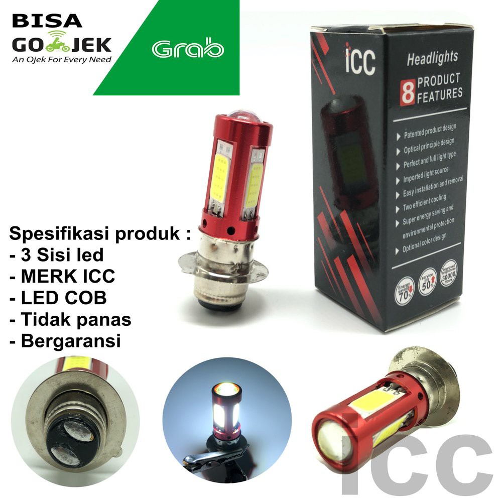 Jual BOHLAM LED H6 COB 3 LED MERK ICC I bohlam depan H6 LED cob 3 mata ...