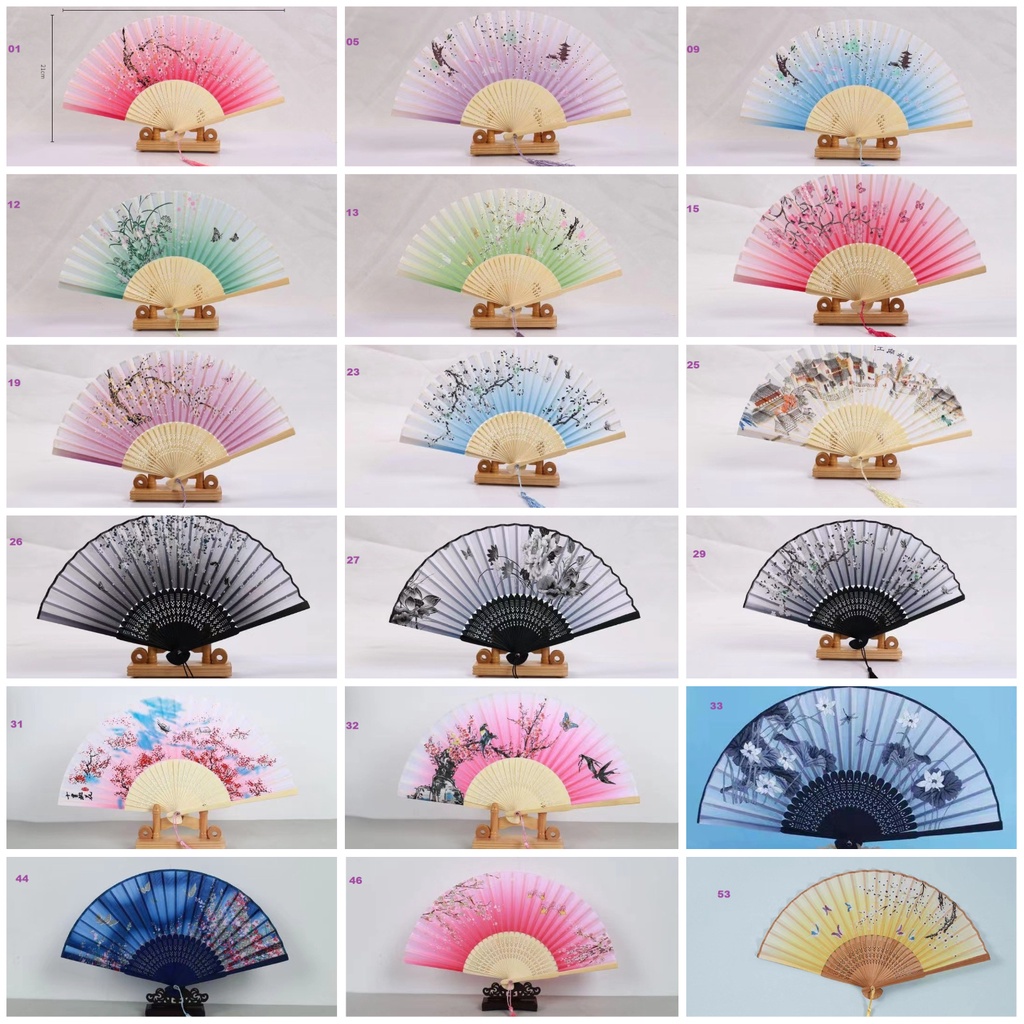 Jual Kipas Tangan Model Lipat Bahan Bambu Souvenir Gaya China Jepang ...