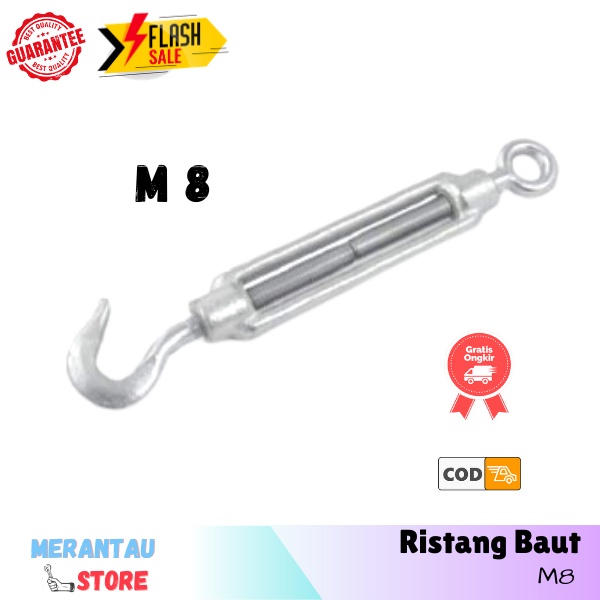 Jual Span Skrup M8 Baut Ristang Span Sekrup Turn Buckle Jarum Keras ...