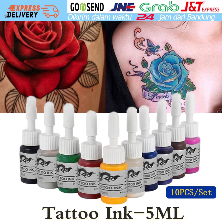 Jual 10 Warna Tinta Tattoo Semi Permanen Pigment Tato Sulam Tatto Ink ...