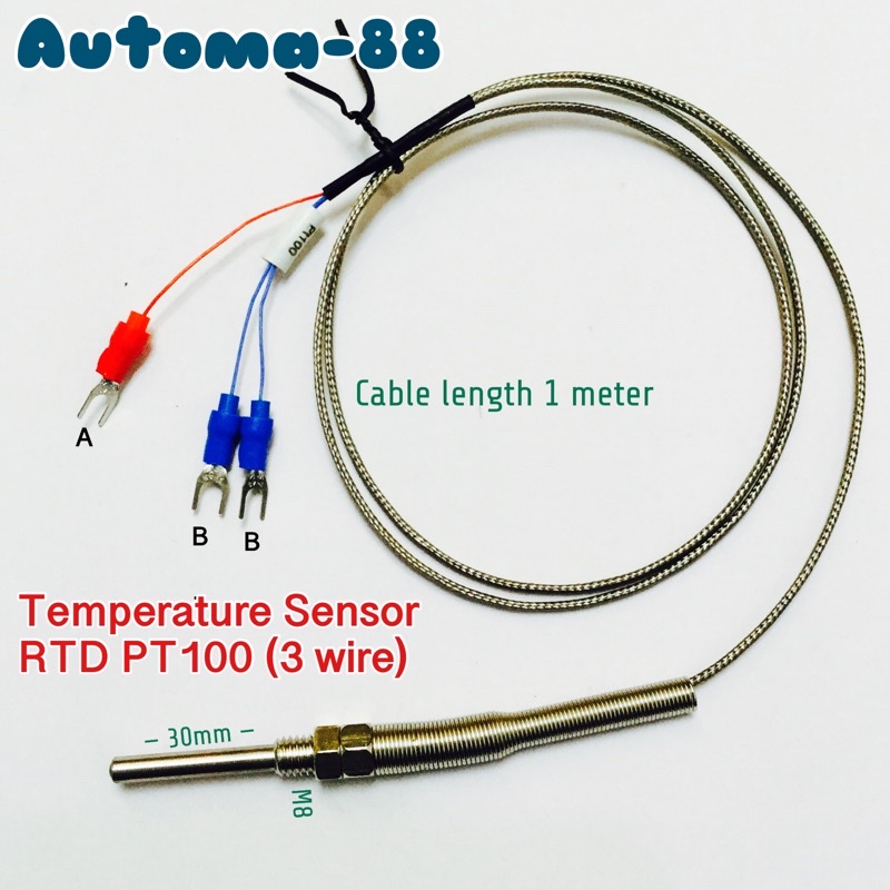Jual Temperature sensor suhu Thermocouple RTD PT100 PT-100 3 kabel wire probe 30mm 3cm 1m ...