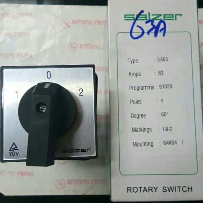 Jual Change Over Switch / Rotary Switch 3 Posisi 4P 63A 1-0-2 SA63 ...