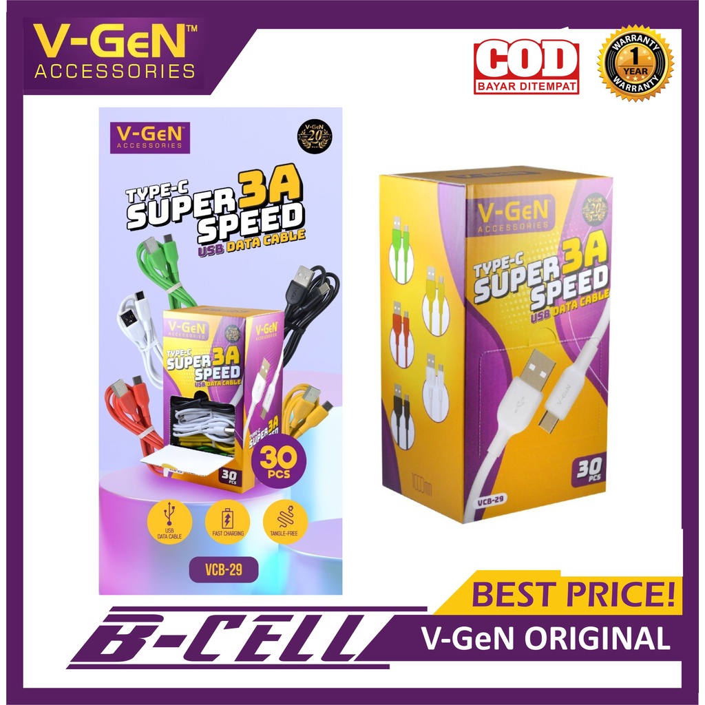 Jual Kabel Data USB V-GeN Tipe Type C V-GeN Fast Charging 3A - VGeN VCB ...