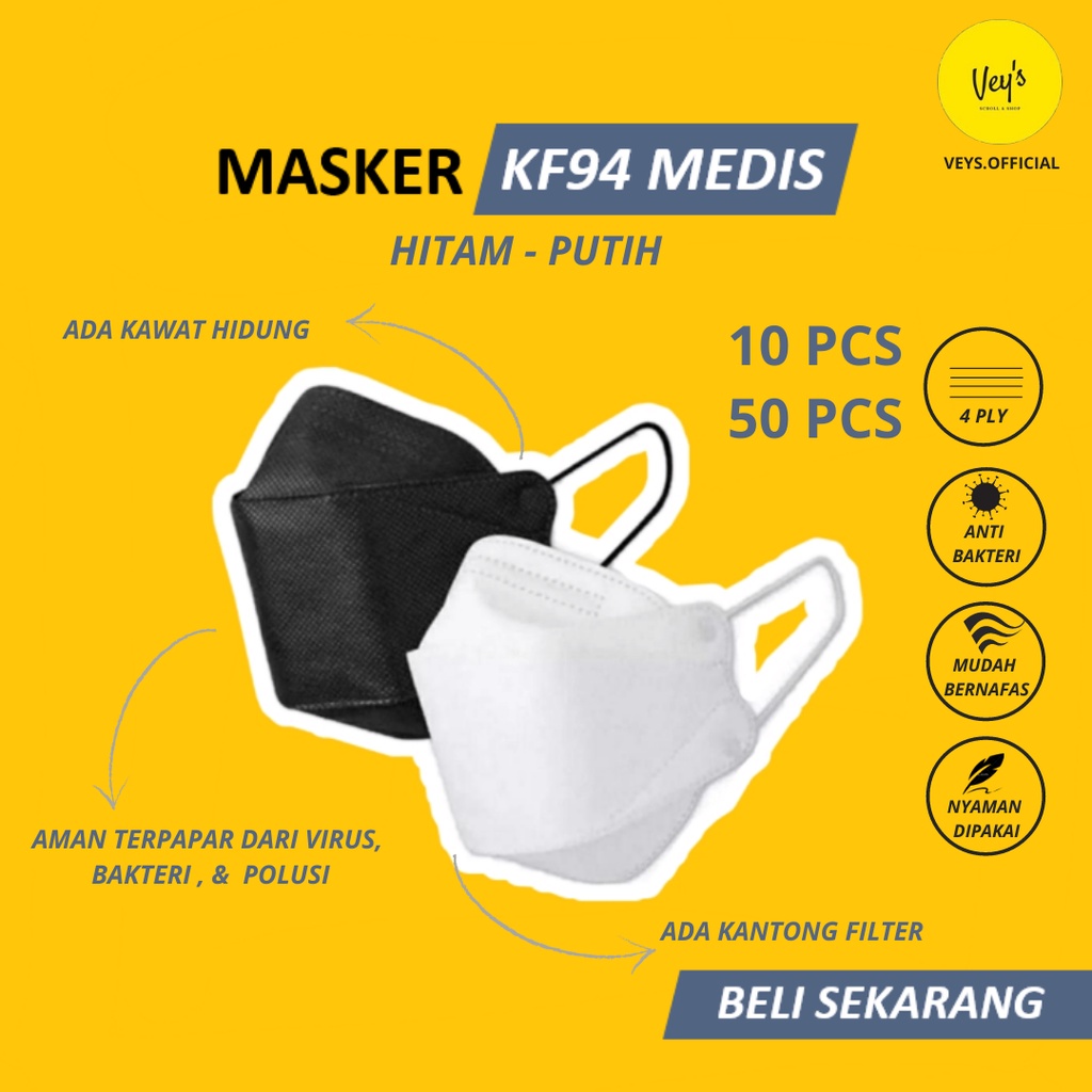Jual [50 PCS] MASKER KF94/ MASKER KF94 ISI 50 /MASKER KF94 ISI 10 /MASKER KF94 HITAM /MASKER ...