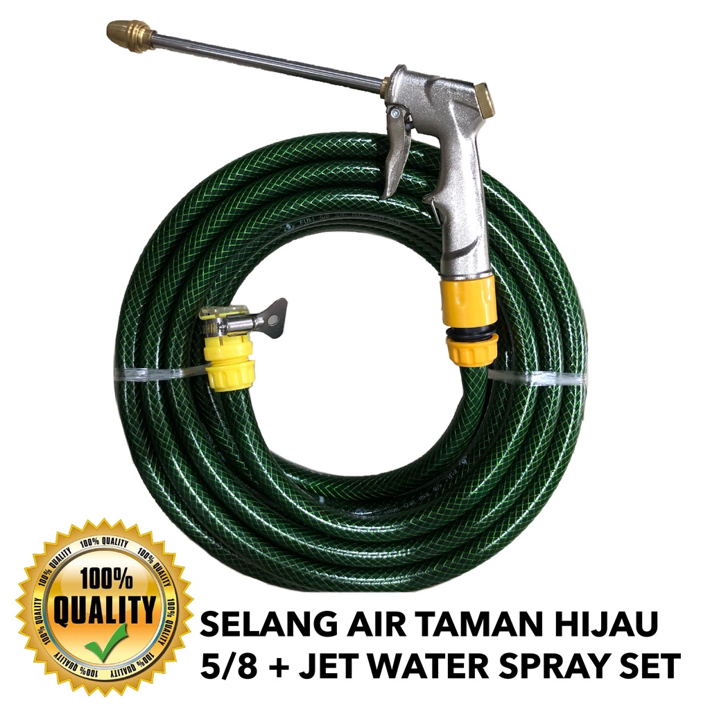 Jual SELANG AIR TAMAN HIJAU 5/8 + JET WATER SPRAY SET | Shopee Indonesia