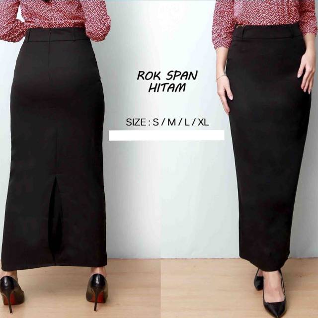 Rok Kerja Panjang Hitam Span Biron Kipas Bahan Formal Kantor 01 ...