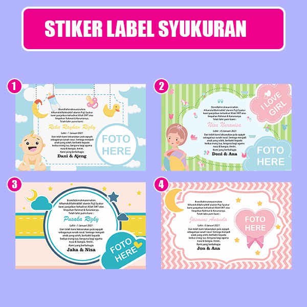 Stiker Label Syukuran Aqiqah Kelahiran Anak Free Design | Shopee Indonesia