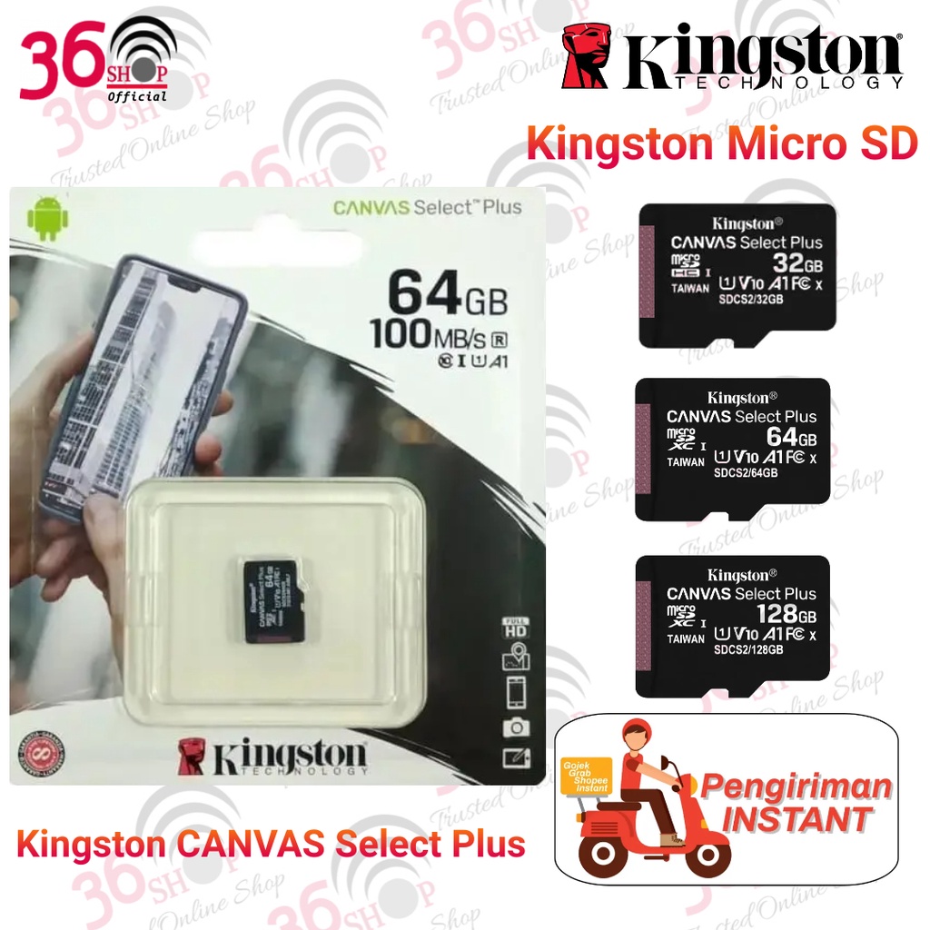 Jual Kingston Micro SD Card 32GB, 64GB, 128GB Canvas Select Plus | Shopee Indonesia