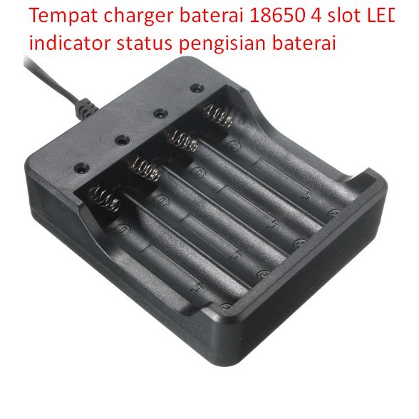 Jual Tempat charger baterai 18650 4 slot LED indicator status pengisian ...