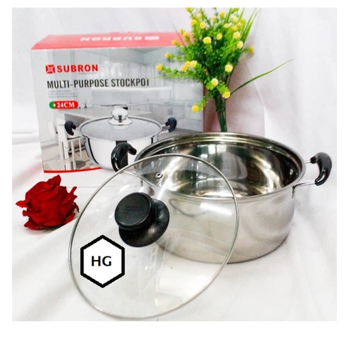 Panci Stainless Subron dengan Tutup Kaca 24cm | Shopee Indonesia
