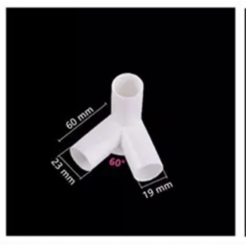 Jual Tee 60 Degree 3 Way Inner Diameter 19mm Pipa PVC Untuk Rakitan Rak ...