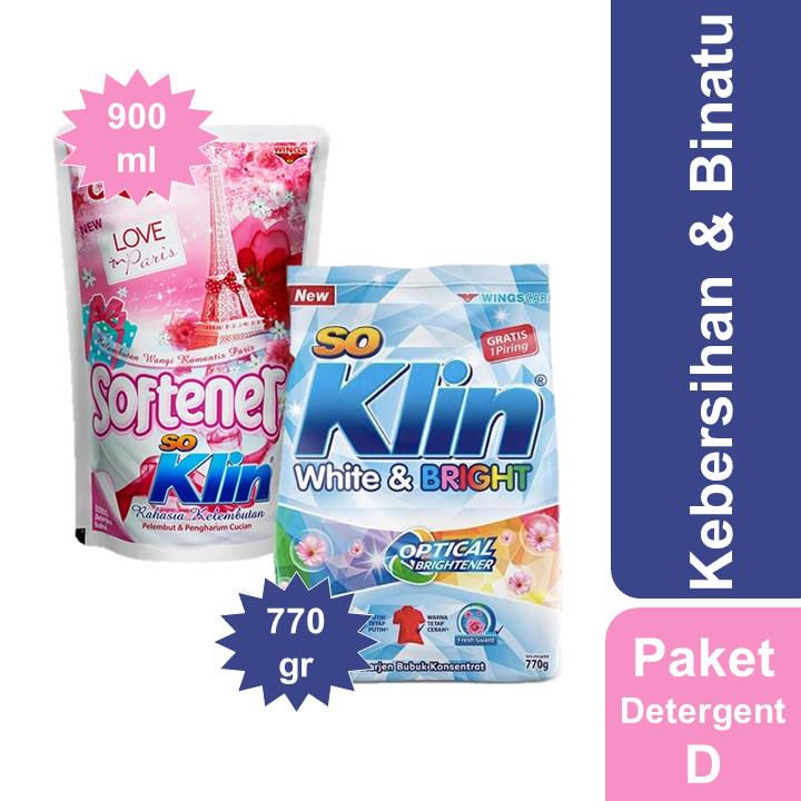 Jual So Klin Powder Detergent White Bright 770gr + So Klin Softener ...