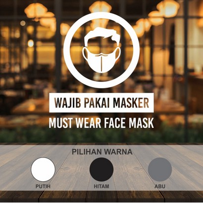 Cutting Sticker Wajib Masker Wear Face Mask Bulat Indo Eng Cafe Resto ...