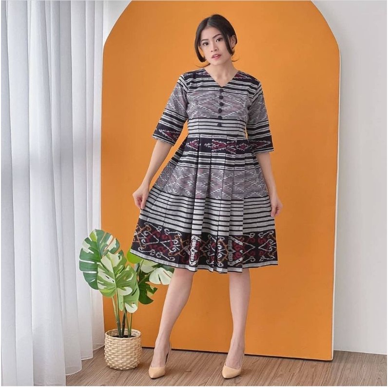 Jual DRESS TENUN WANITA ETNIK BAJU KANTOR KONDANGAN KEKINIAN | Shopee Indonesia