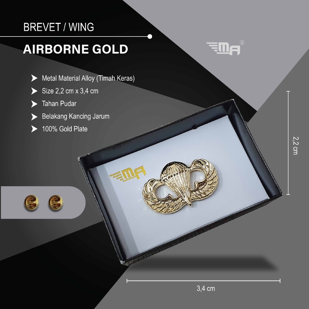 Jual WING AIRBORNE GOLD PDH BRIVET BREVET PIN AIRBONE GOLD | Shopee ...