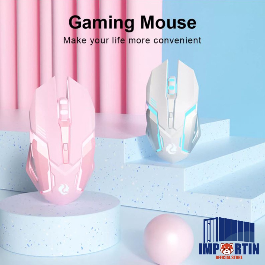 Jual Gaming Mouse Pink Led Wireless 1600 DPI/ Mouse Gaming Pink Led ...