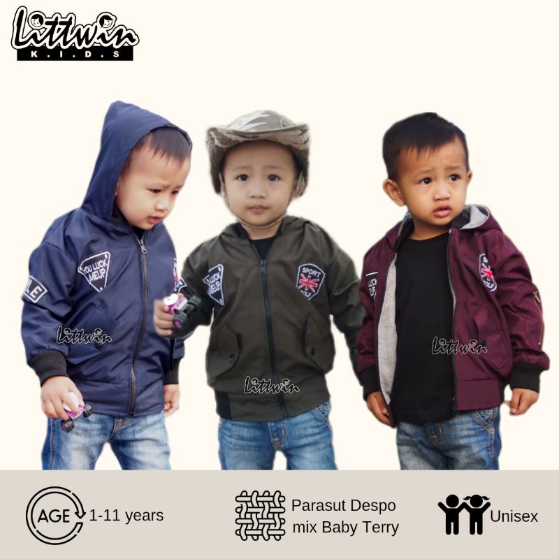 Jual (1-11 tahun) Jaket Anak Bomber Kupluk / Jaket Bomber Anak Bolak ...