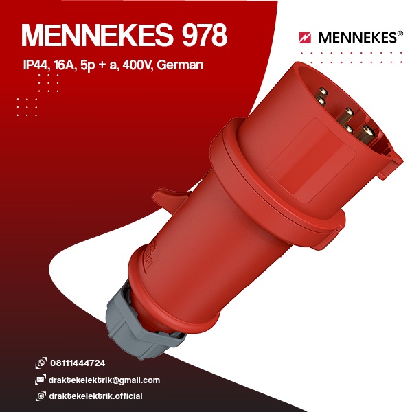 Jual Mennekes 978 | Plug, IP44, 16A, 5p + a, 400V, German | Shopee ...