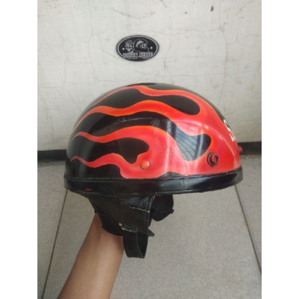 Jual HELM MOTIF API CHIPS SETENGAH LINGKARAN Indonesia|Shopee Indonesia