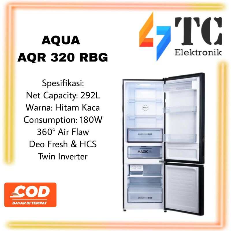Jual Kulkas Aqua AQR 320 RBG 2 Pintu Freezer Bawah - 292 liter | Shopee ...