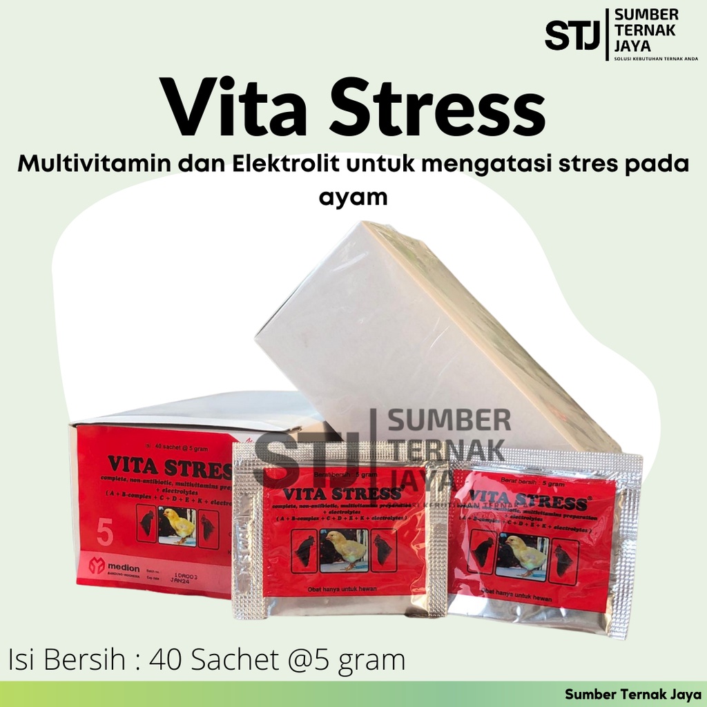 Jual Vita Stress 1 Box isi 40 Sachet @ 5 gram Vitamin Anti Stress Ayam ...