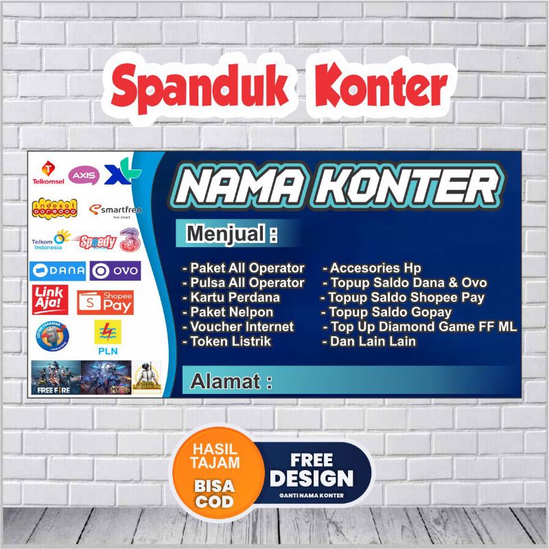 Jual Cetak Spanduk konter pulsa / Loket pembayaran/ Fotocopy/Bisa request design lainnya ...