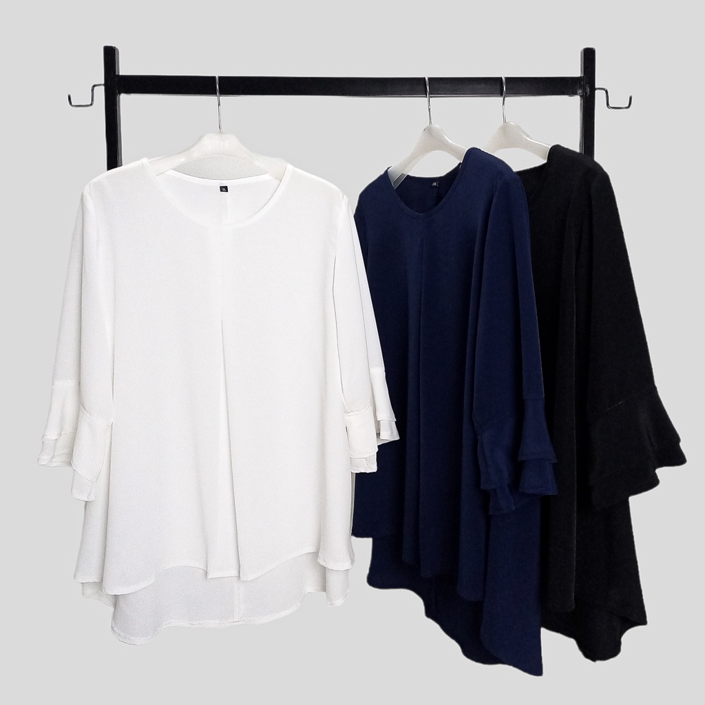 Jual Baju Blouse Wanita Big Size Jumbo Lipatan Depan XL, 2L, 3L, 4L ...
