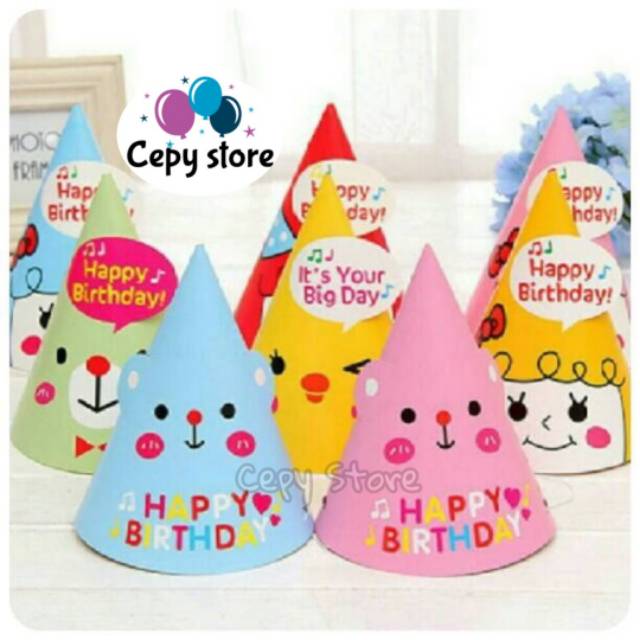 Jual Topi Ulang Tahun Karakter Lucu / Topi Happy Birthday Karakter Lucu ...