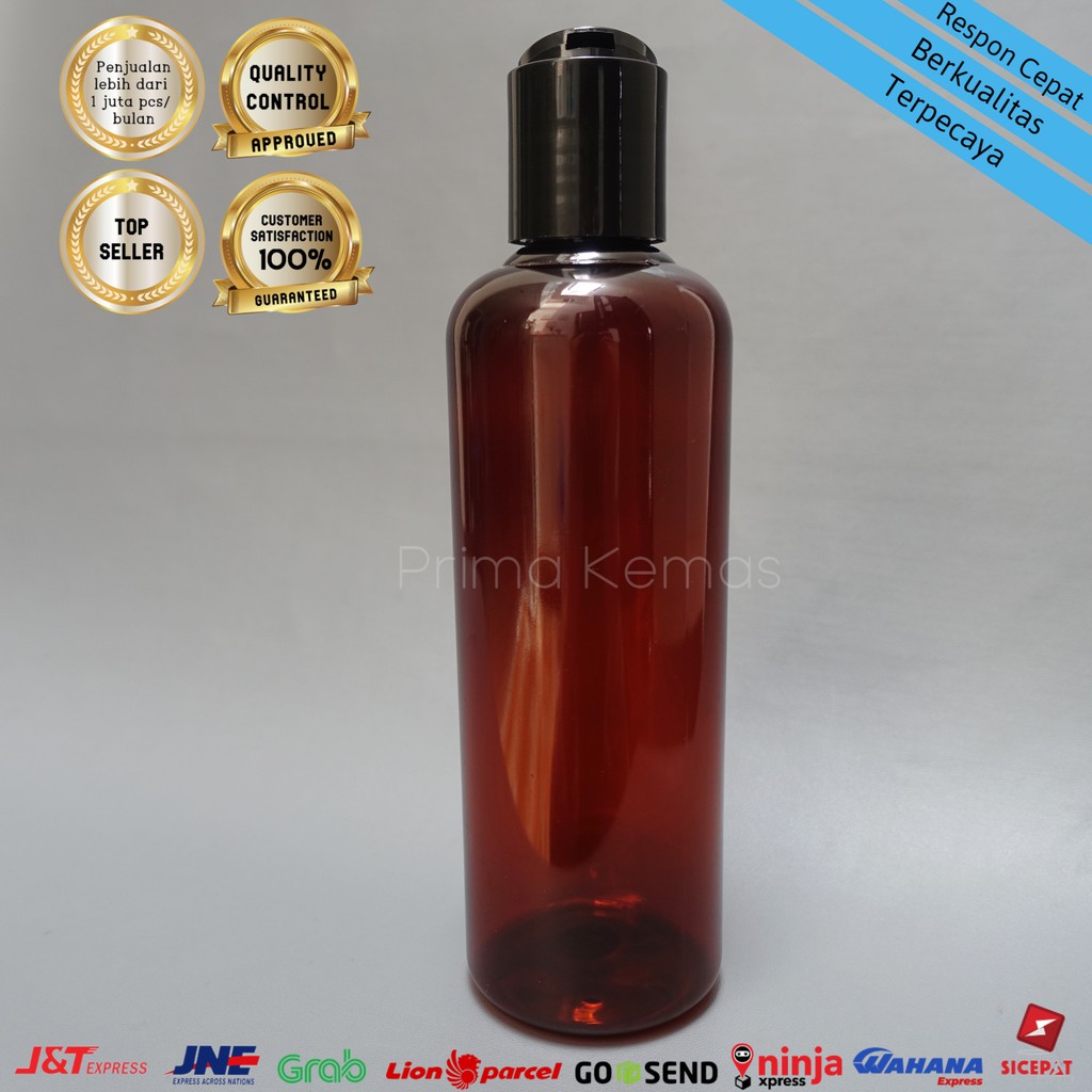 Jual Botol Presstop 250 ml - botol kosmetik 250 ml - botol skincare Pet 250 ml Coklat Indonesia ...