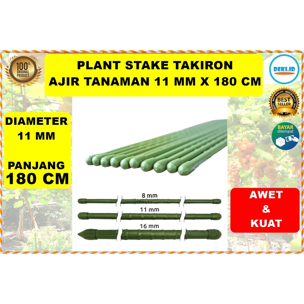 Jual Ajir Tanaman 11 mm x 180 cm Plant Stake Takiron Penyangga Turus ...