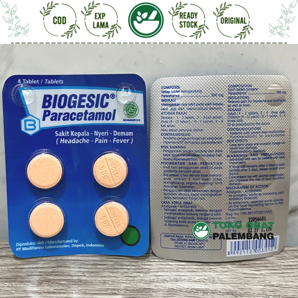 Jual BIOGESIC 500MG 4 TABLET PARACETAMOL DEMAM SAKIT KEPALA SAKIT GIGI ...