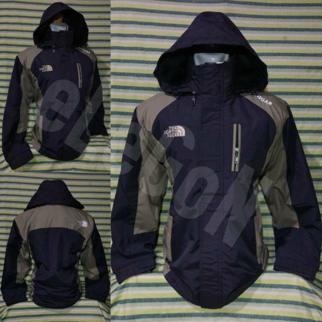 Jual Jaket Gunung Tracking TNF The North Face Hitam+Coklat Waterproof ...