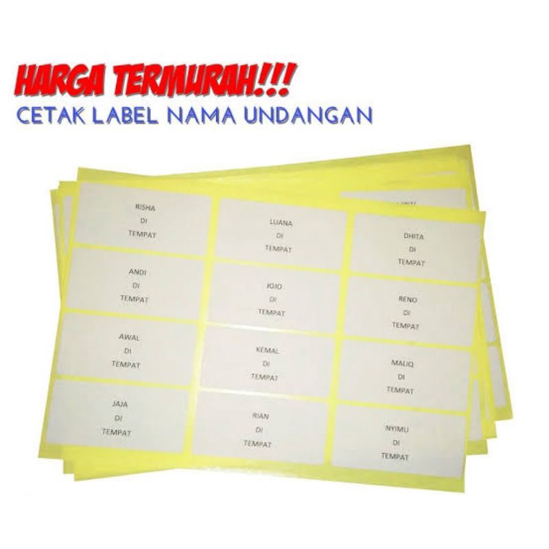 Jual Cetak Nama di Label 103 (1 lembar 12 nama) | Shopee Indonesia