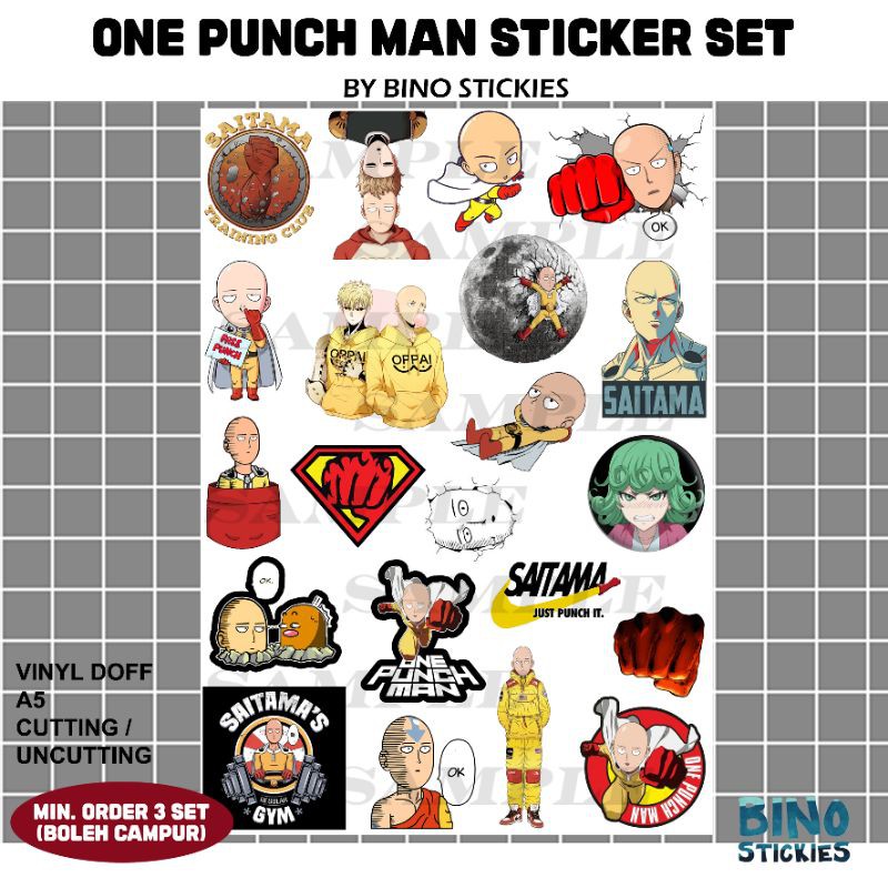 Jual One Punch Man Sticker Set / Stiker Anime / Stiker Case HP / Stiker ...