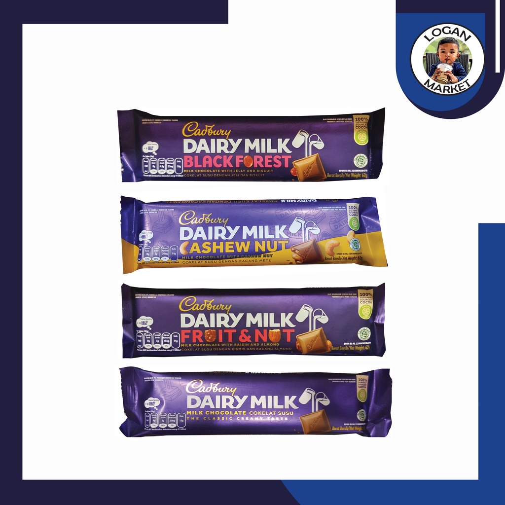 Jual Cadbury Cadburry Dairy Milk Coklat Cokelat 62gram 62 gram (ex ...