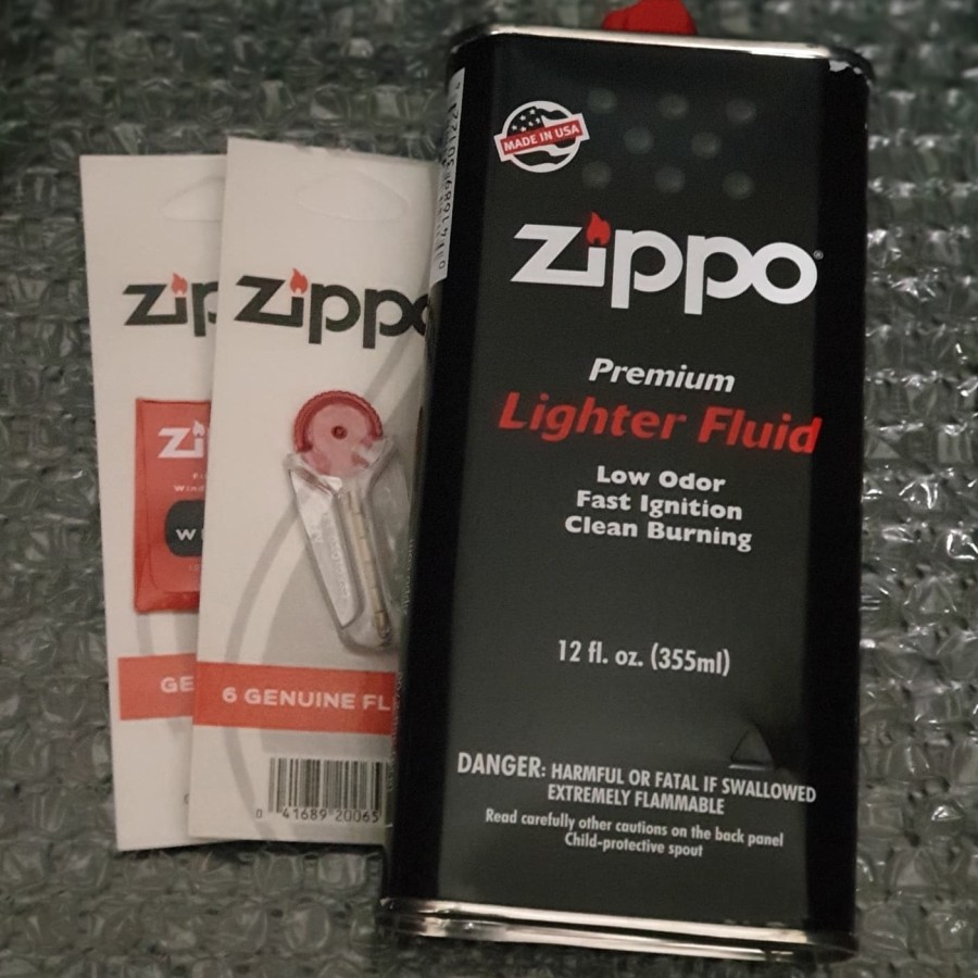Jual Original Zippo Set paket fluid minyak 355ml / 355 ml flint wick ...