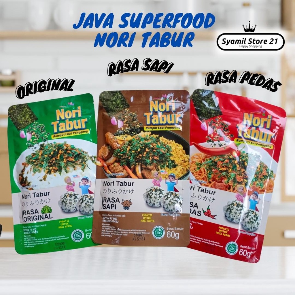 Jual Nori Tabur Rumput Laut Panggang 60g Halal Javasuperfood | Shopee ...