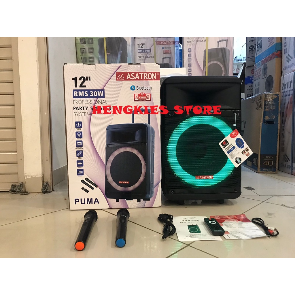 Jual SPEAKER ASATRON PUMA 12 INCH PORTABLE MEETING BLUETOOTH +2 MIC ...